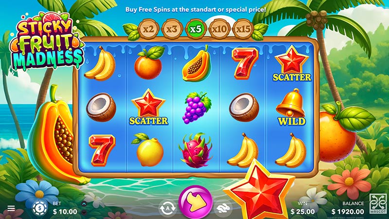 Sticky Fruit Madness mobile by Mascot - 777 Slots Bay games